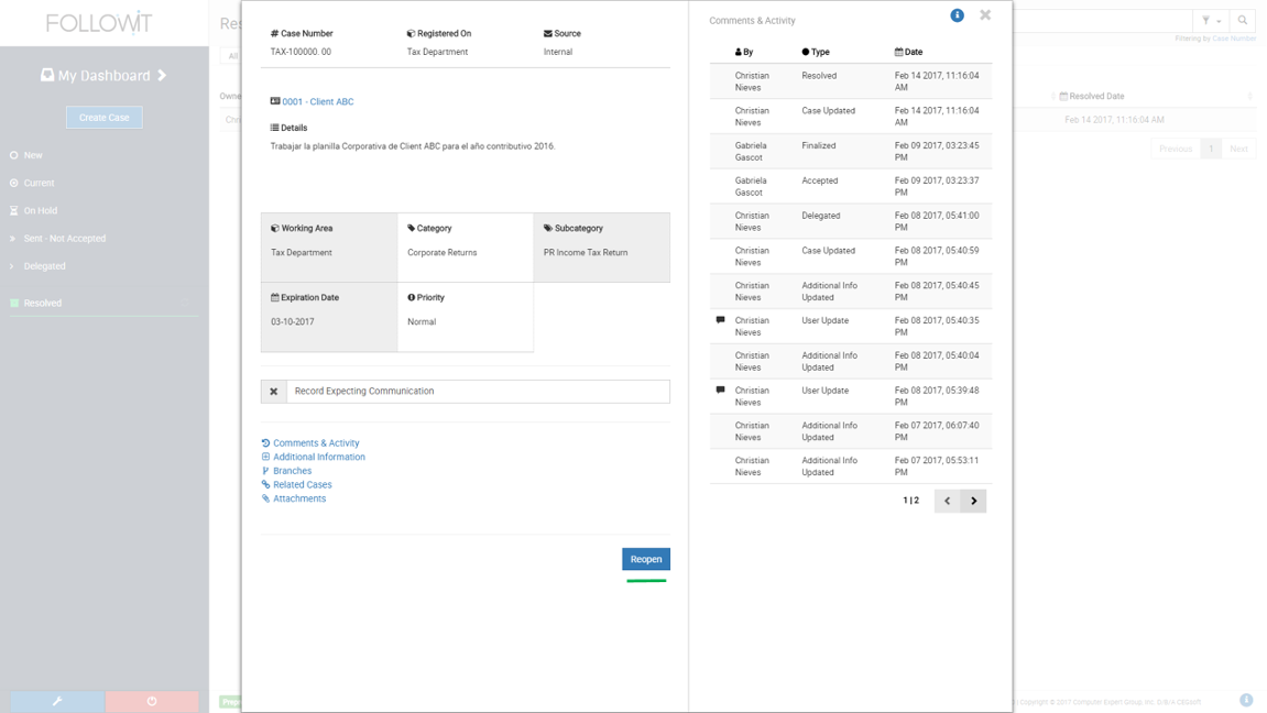 Quick Guides - ReOpen Case